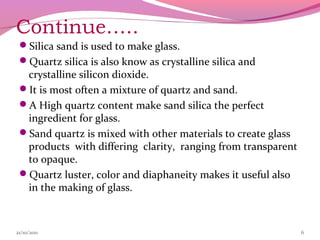 Minerals used as glass making materials | PPT