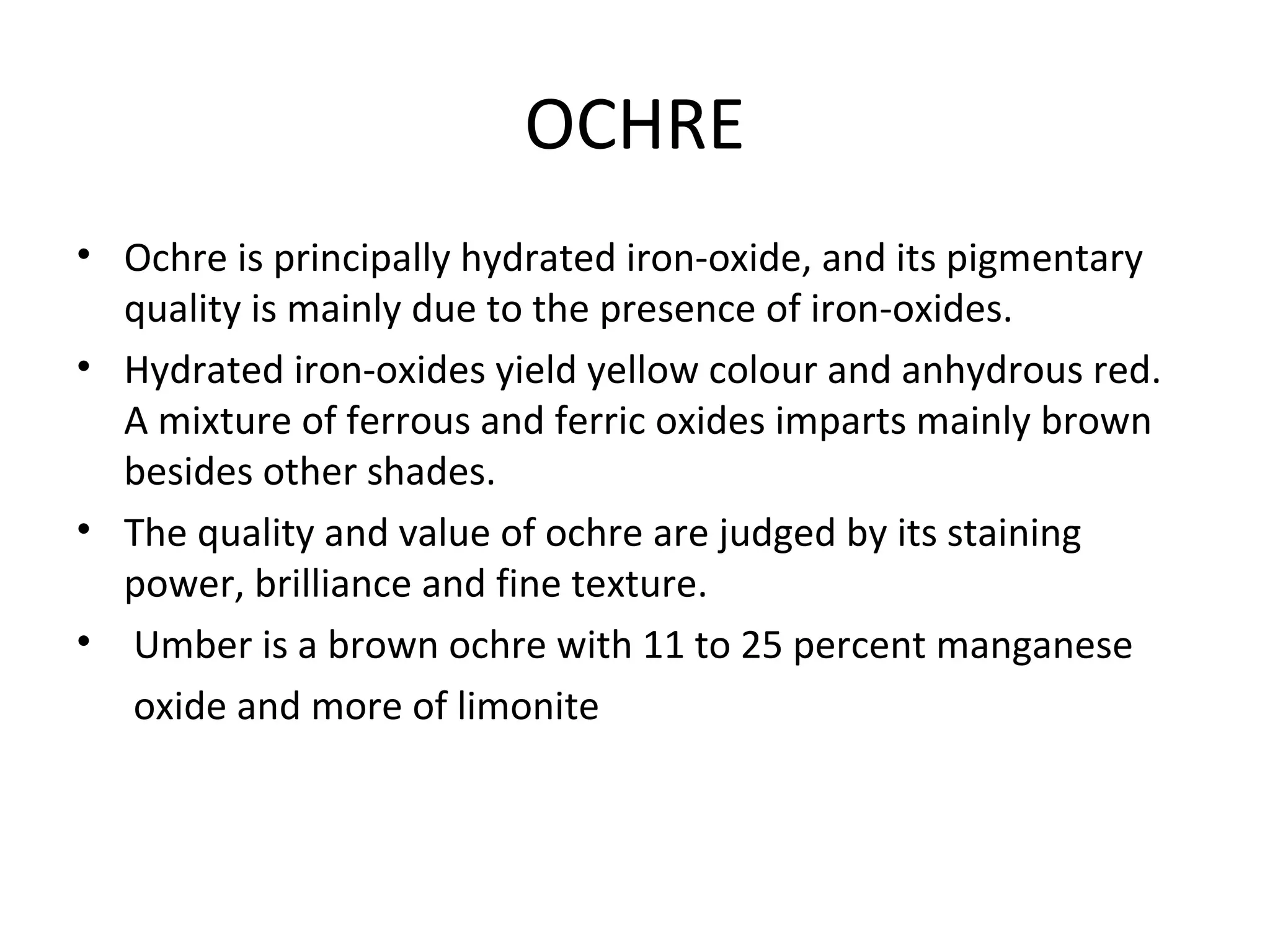 Minerals used as pigments | PPT