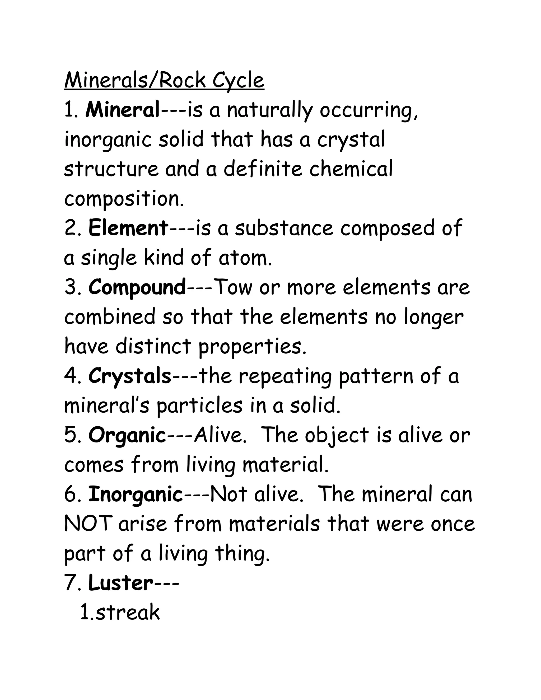 Minerals vocabulary | DOC
