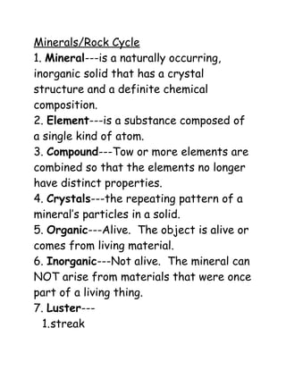 Minerals vocabulary | PDF