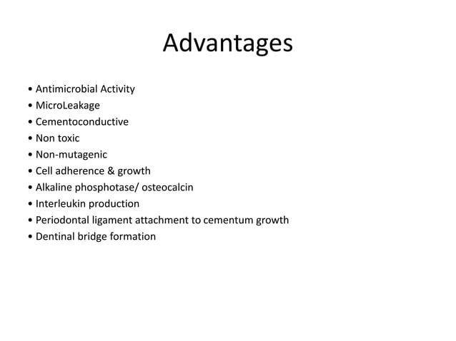 Mineral trioxide aggregate | PPTX | Dental Health | Diseases and Conditions