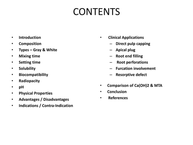 Mineral trioxide aggregate | PPTX | Dental Health | Diseases and Conditions