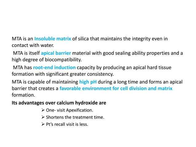Mineral trioxide aggregate | PPTX | Dental Health | Diseases and Conditions