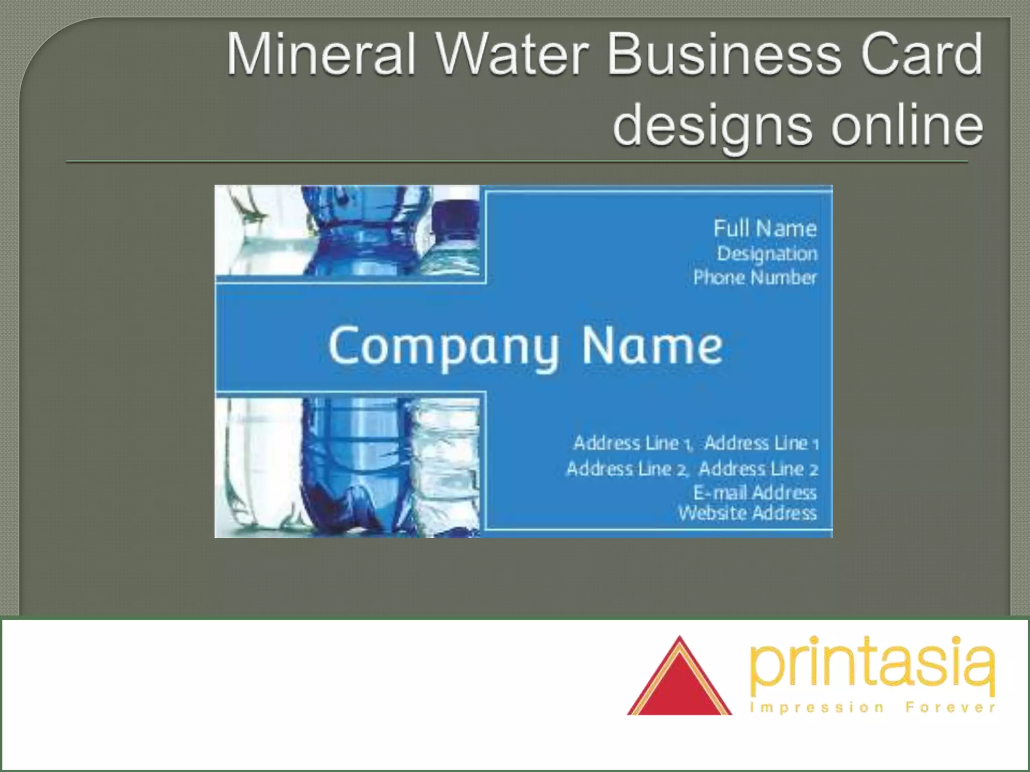 Mineral water visiting cards printasia | PPTX
