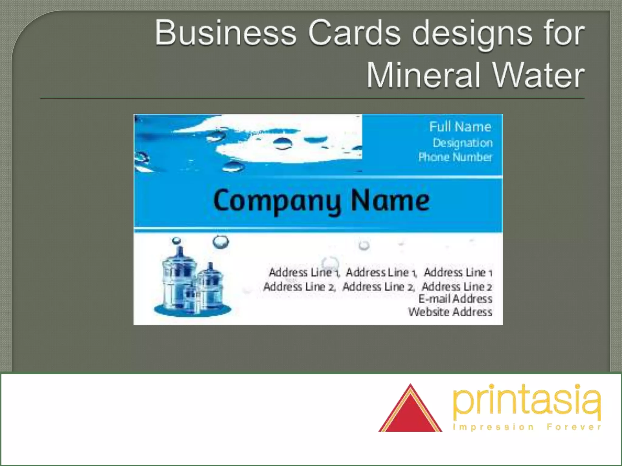 Mineral water visiting cards printasia | PPTX