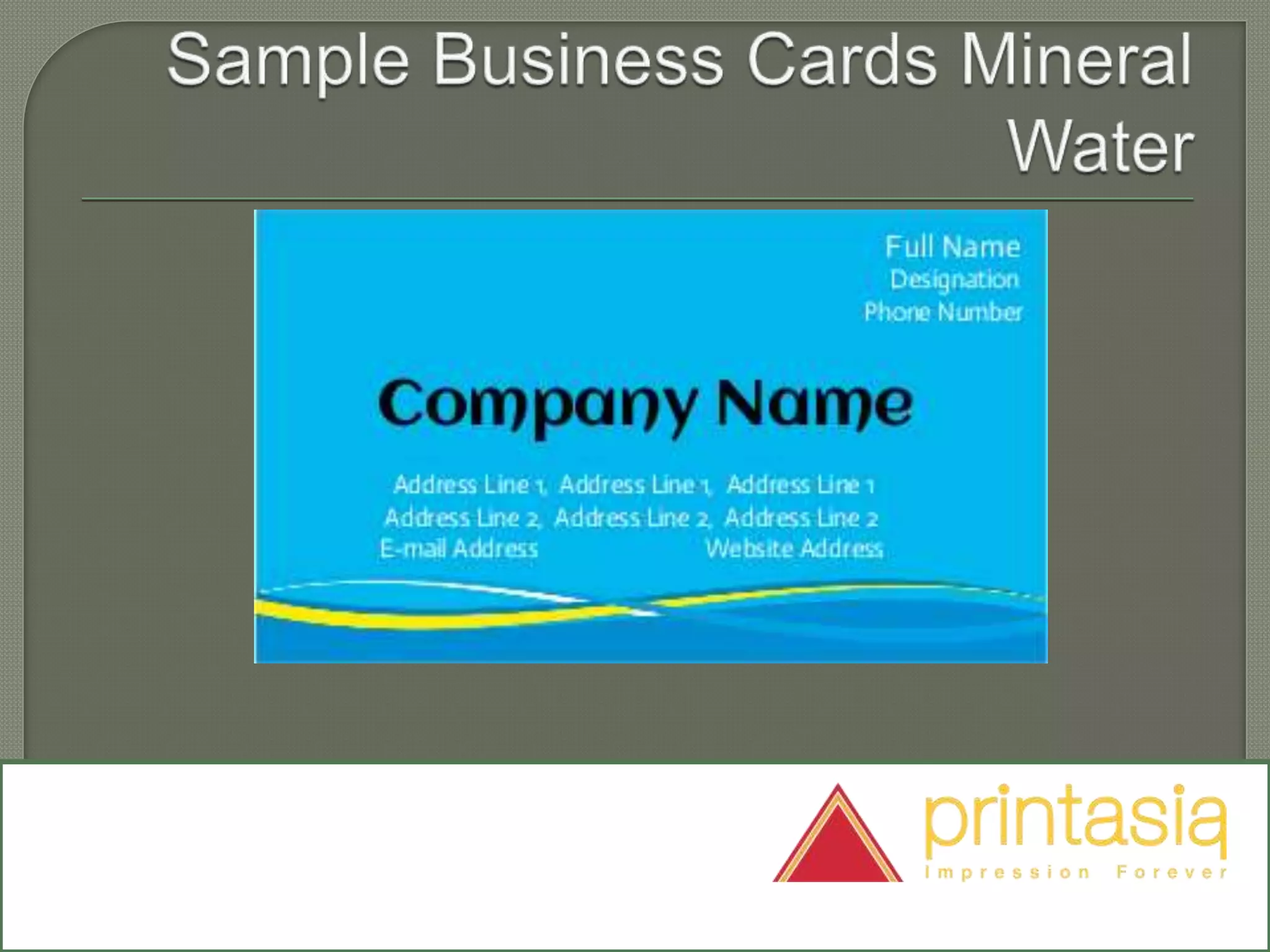 Mineral water visiting cards printasia | PPTX