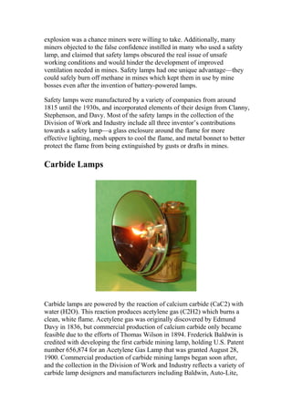 Miners lamps history | PDF