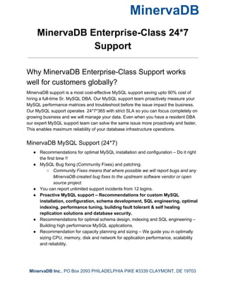 MinervaDB enterprise-class 24*7 support | PDF