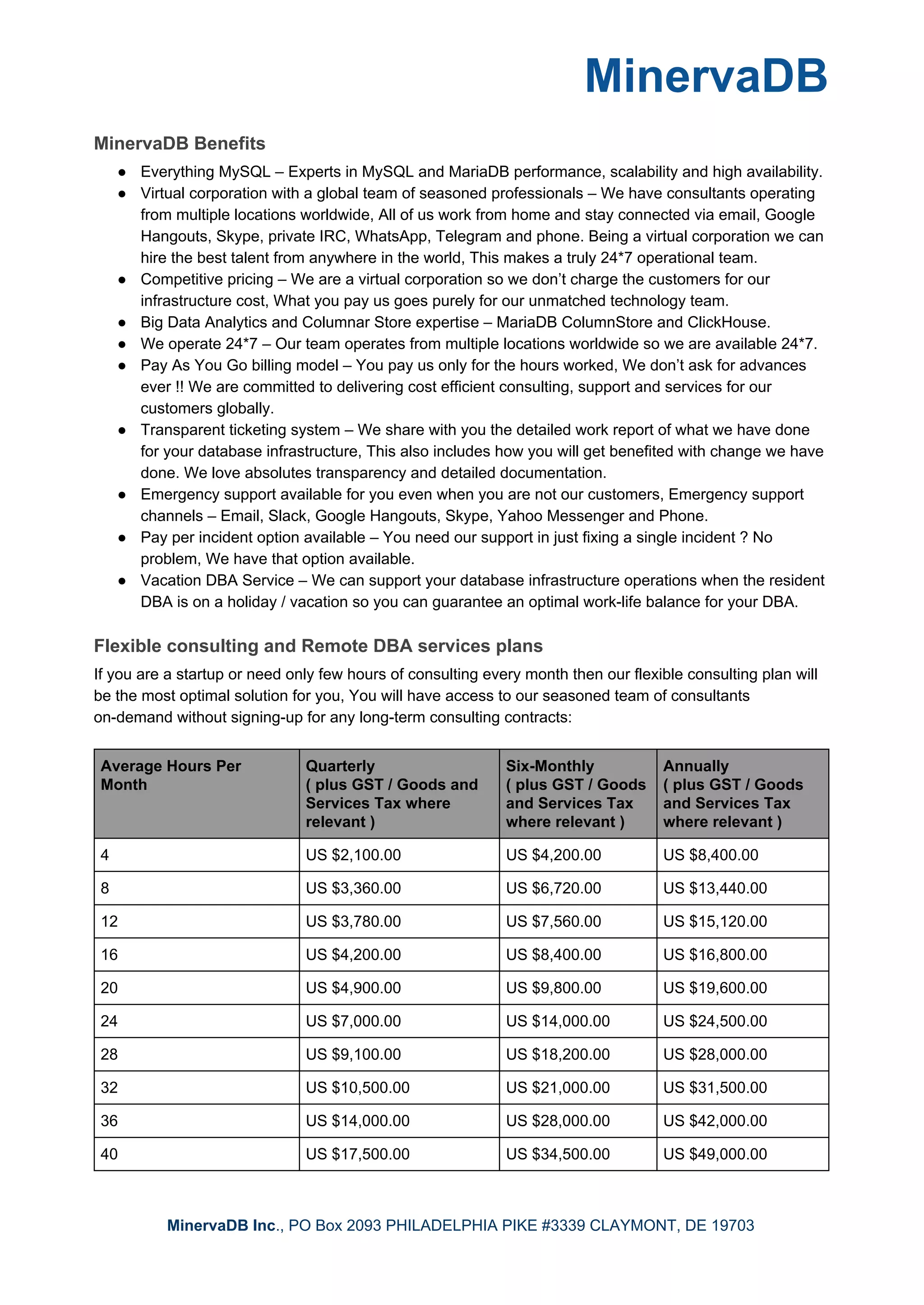MinervaDB Remote DBA Services | PDF | Databases | Computer Software and Applications