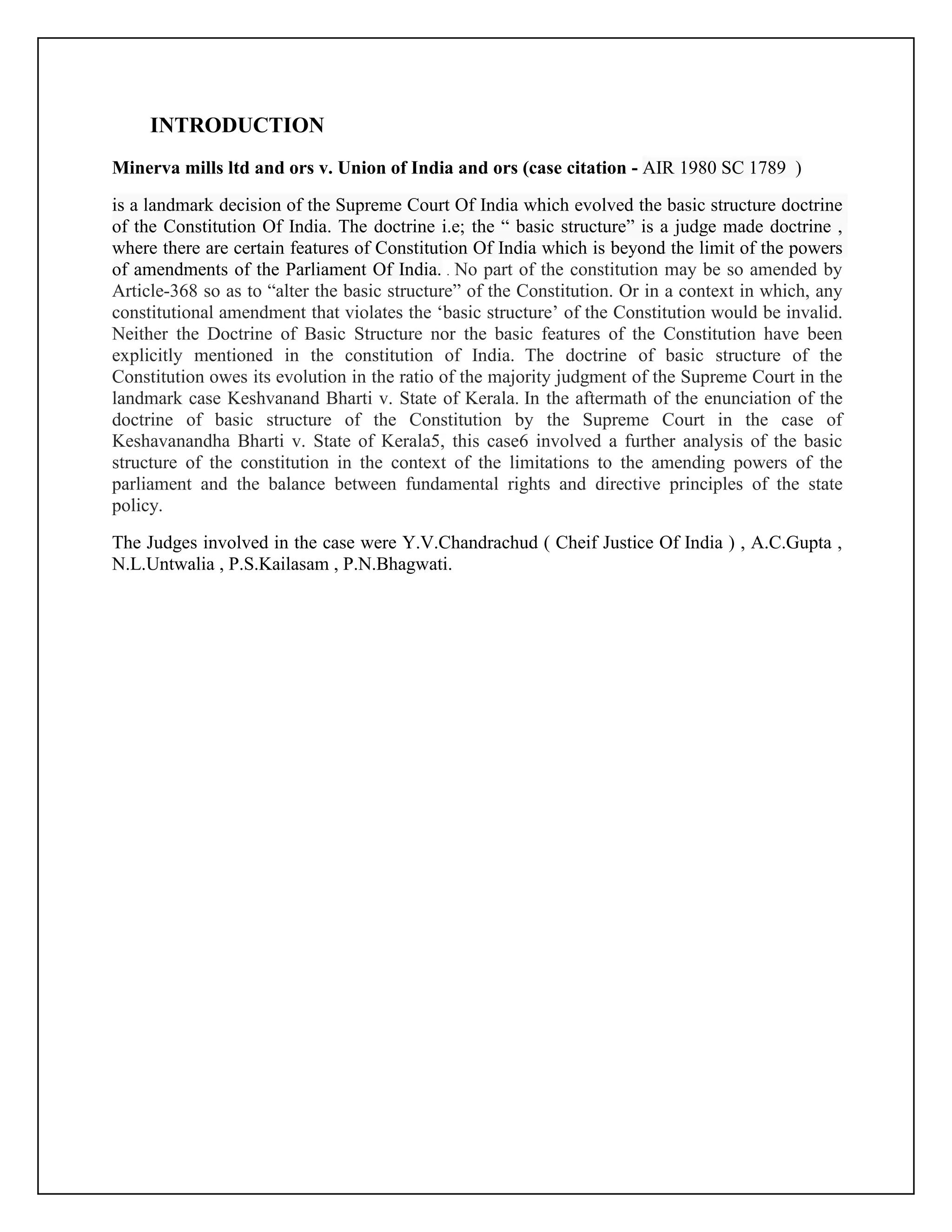 Minerva mill case ltd | PDF