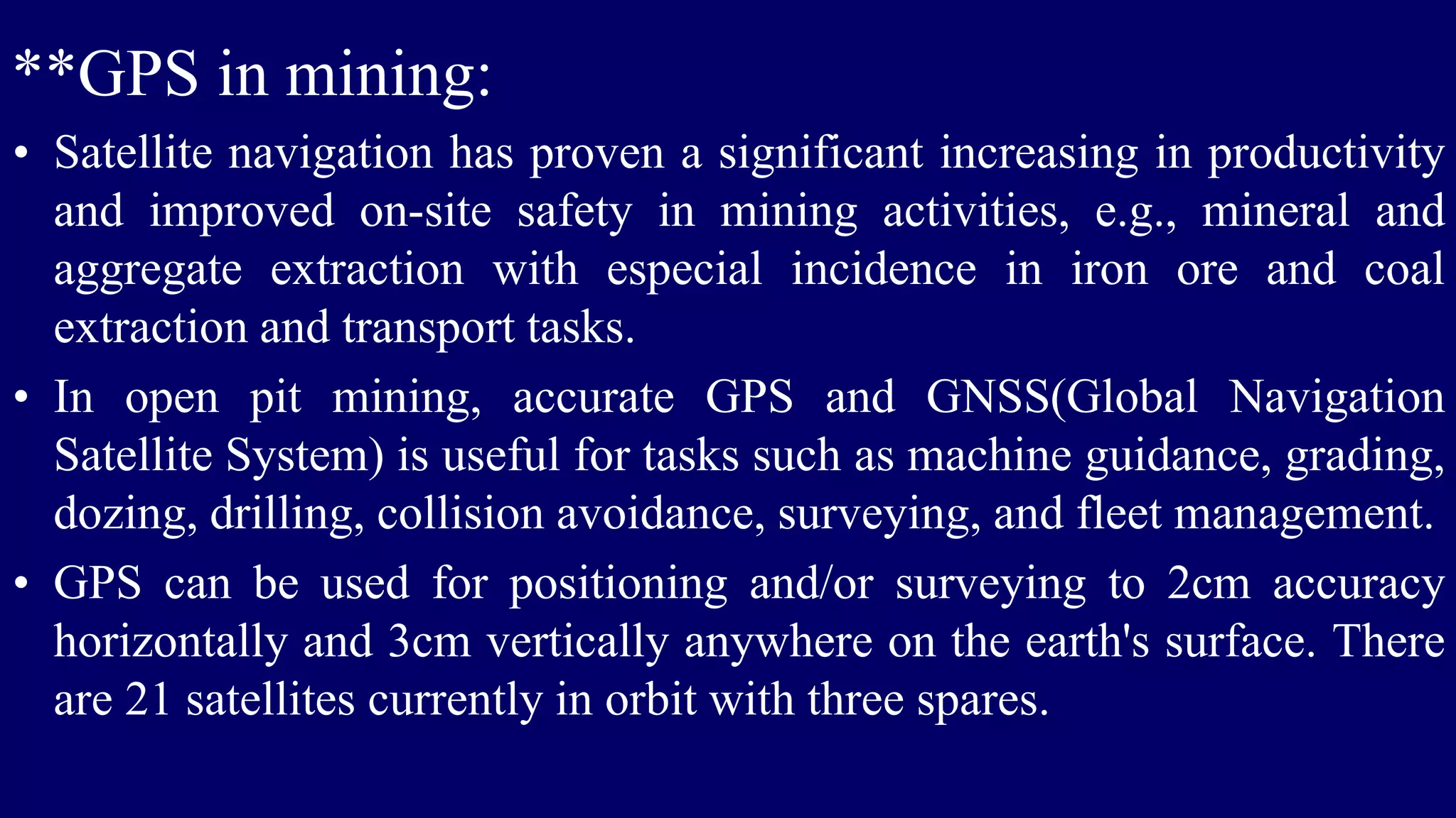 gps system and application in mining | PPTX