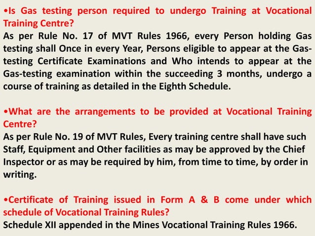 Mines vocational training rules 1966 short answer notes | PPTX ...