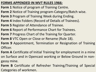 Mines vocational training rules 1966 short answer notes | PPTX ...
