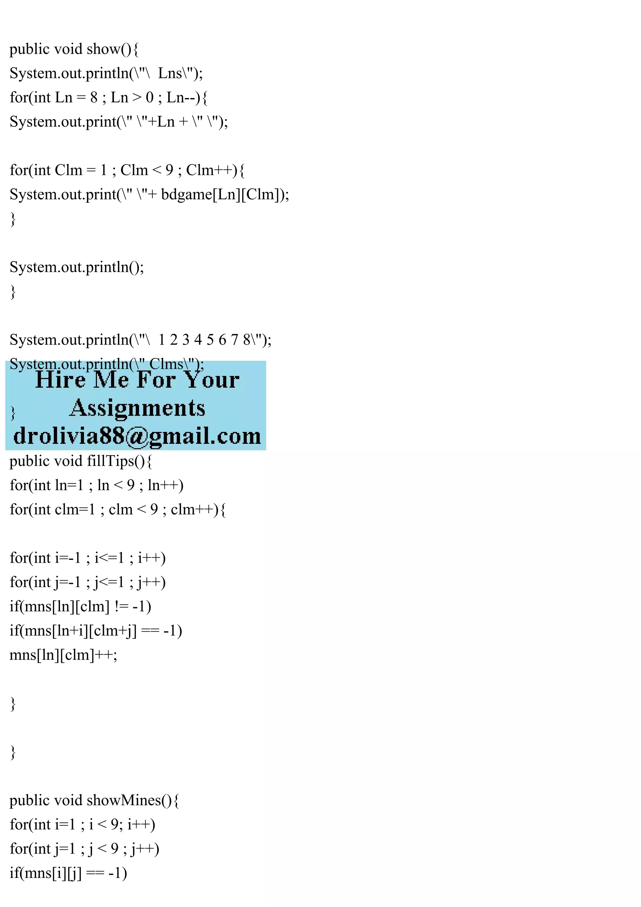 MineSweeper.java public class MS { public static void main(Strin.pdf | Programming Languages ...