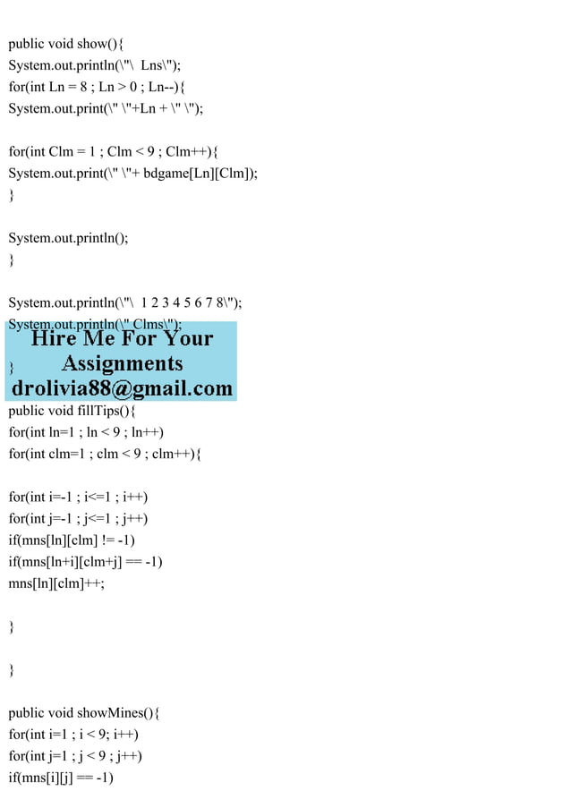 MineSweeper.java public class MS { public static void main(Strin.pdf | Programming Languages ...