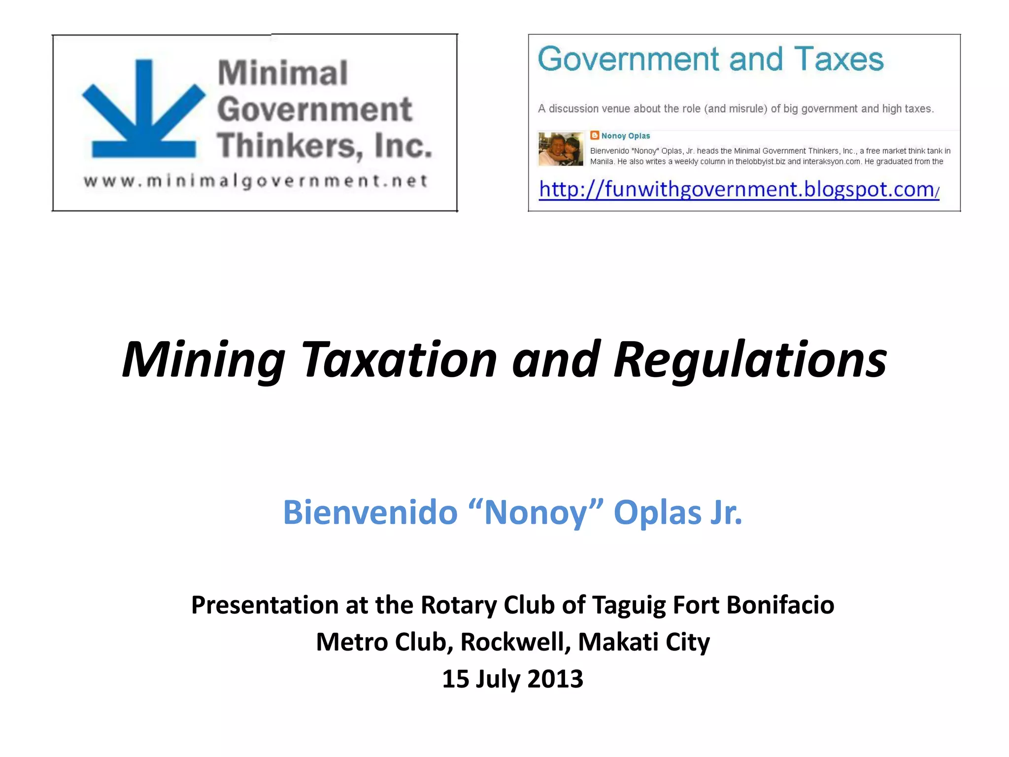 Mining taxation and regulations, Philippines | PDF | Commodities | Economy