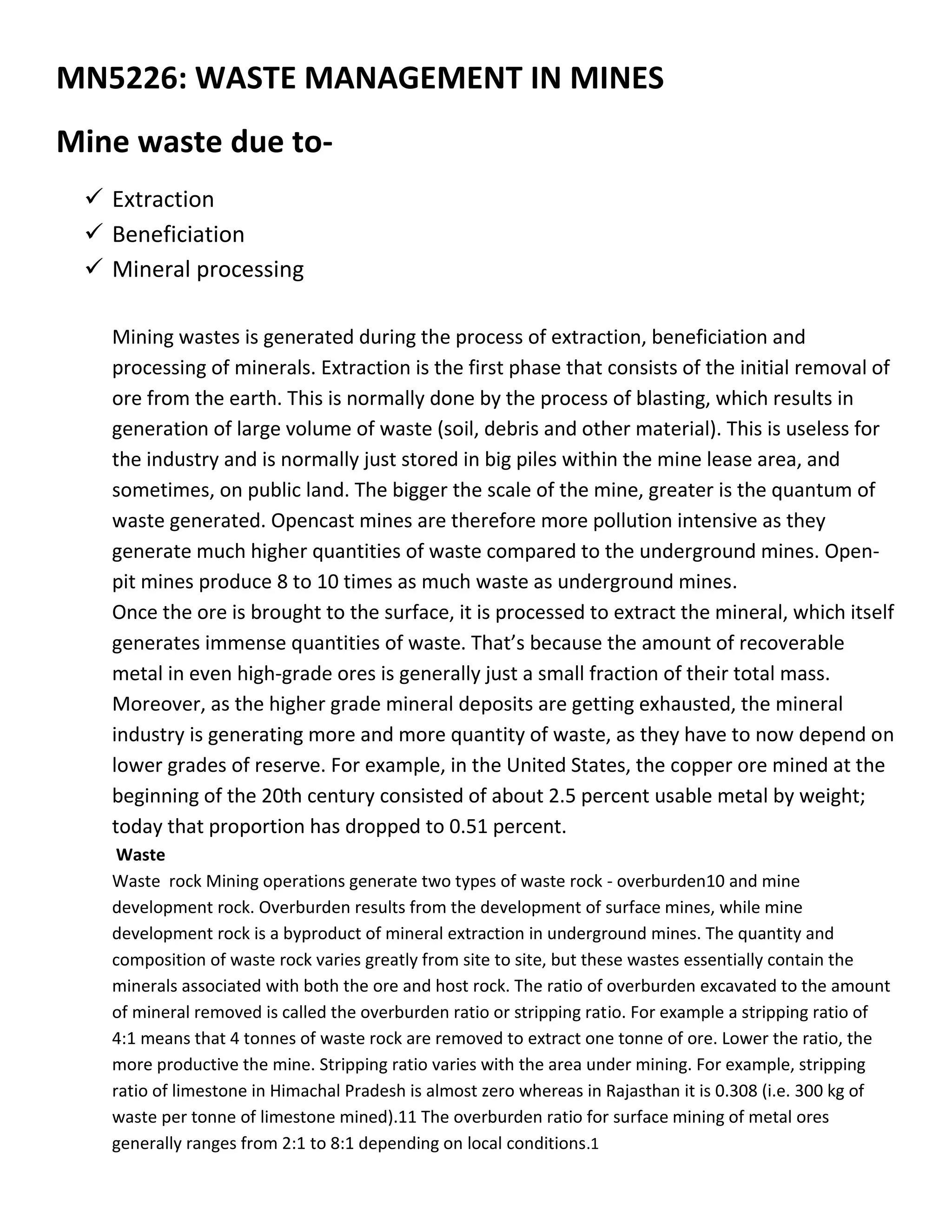 MINE WASTE MANAGEMENT COMPLETE NOTES . IITBHU.docx