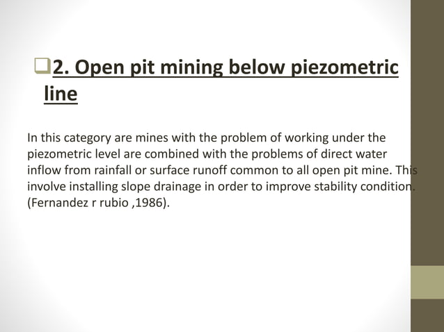 Mine water risk in open pit slope stability | PPT