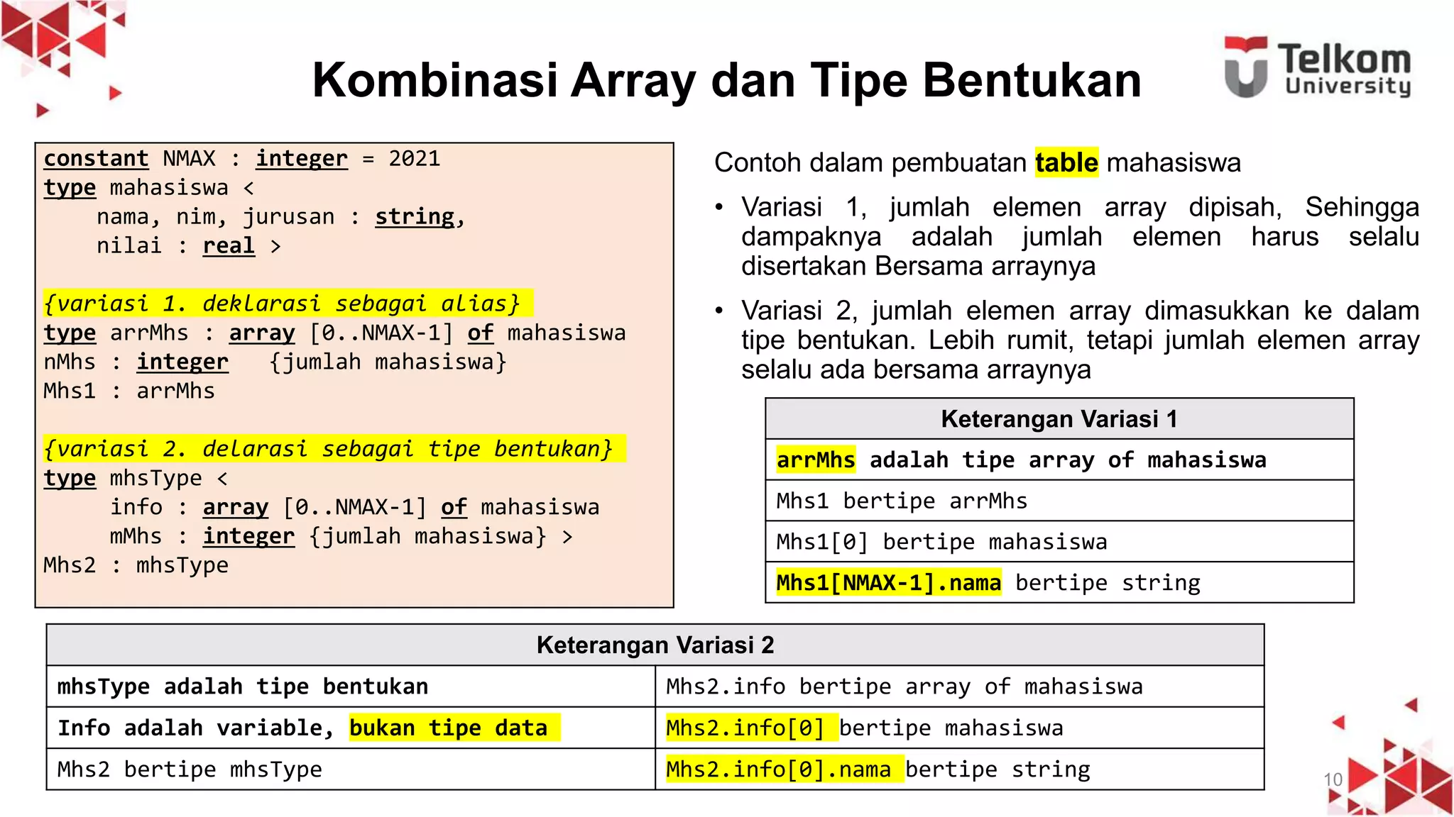 Minggu 09 - Array dan Tipe Bentukan.ppsx