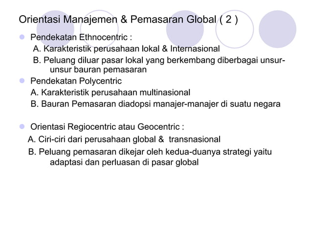 Manajemen Pemasaran Global dalam Era globalisasi | PPT