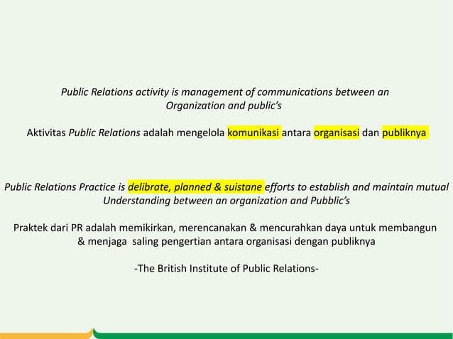 PENGANTAR MANAJEMEN PUBLIC RELATIONS | PPTX