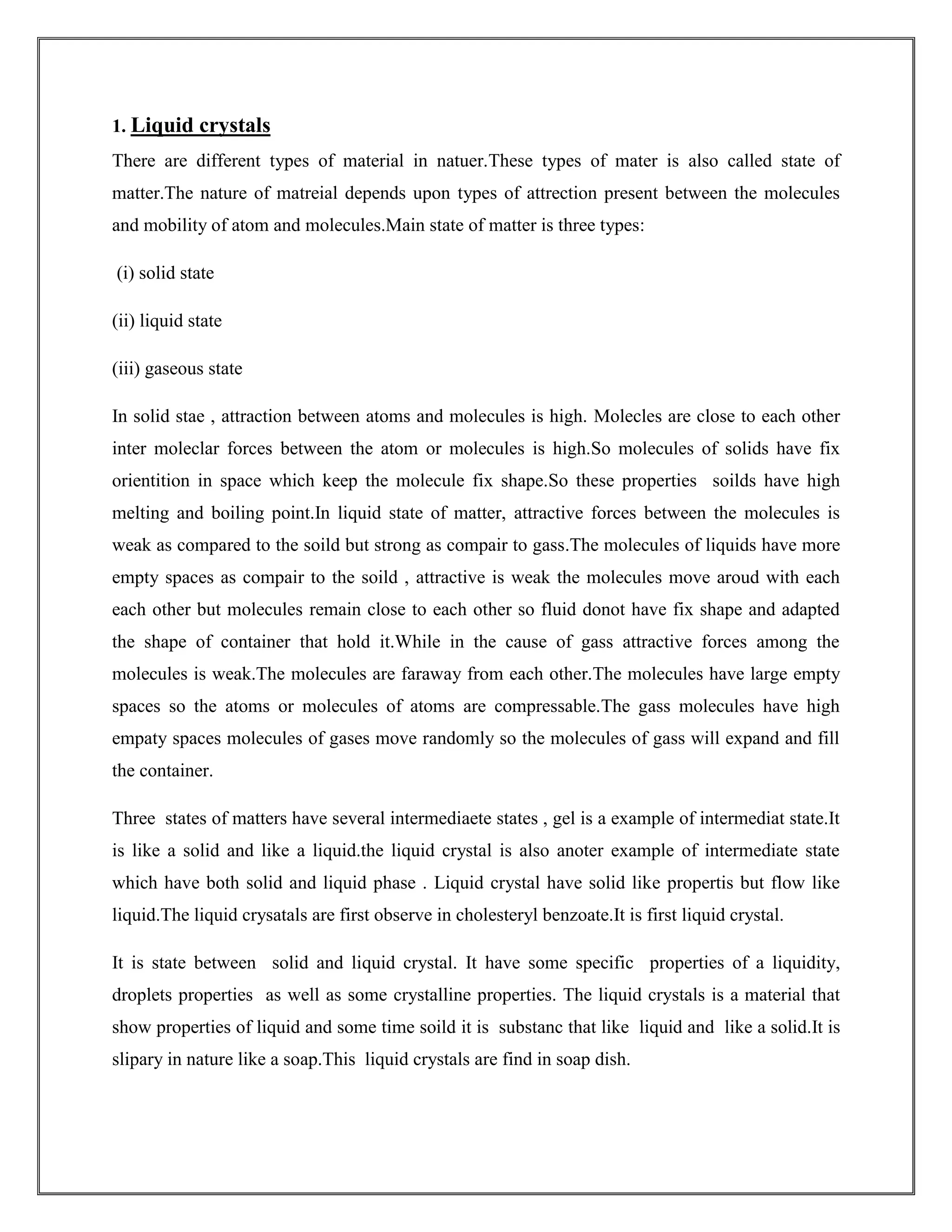 Liquid Crystals And Their Applications | DOCX