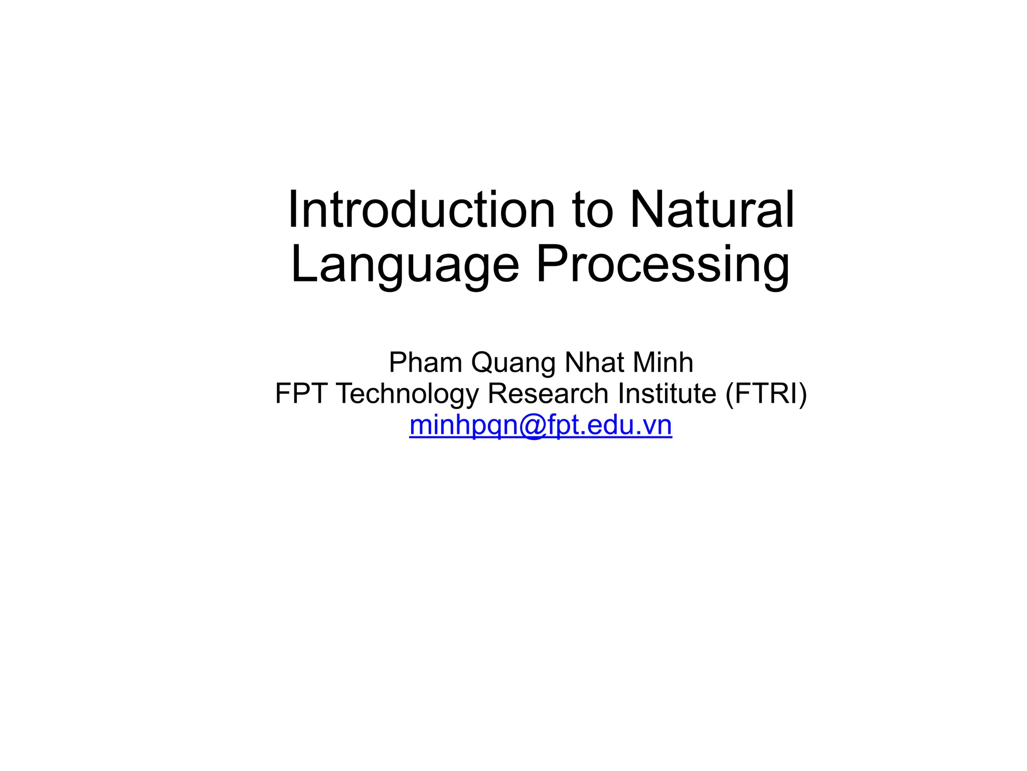 Introduction to natural language processing | PDF