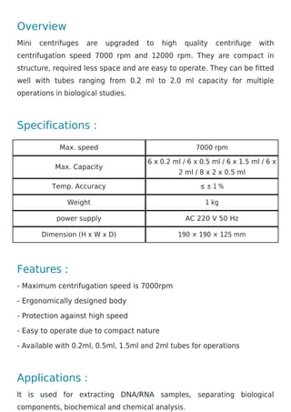 Mini-centrifuge | PDF