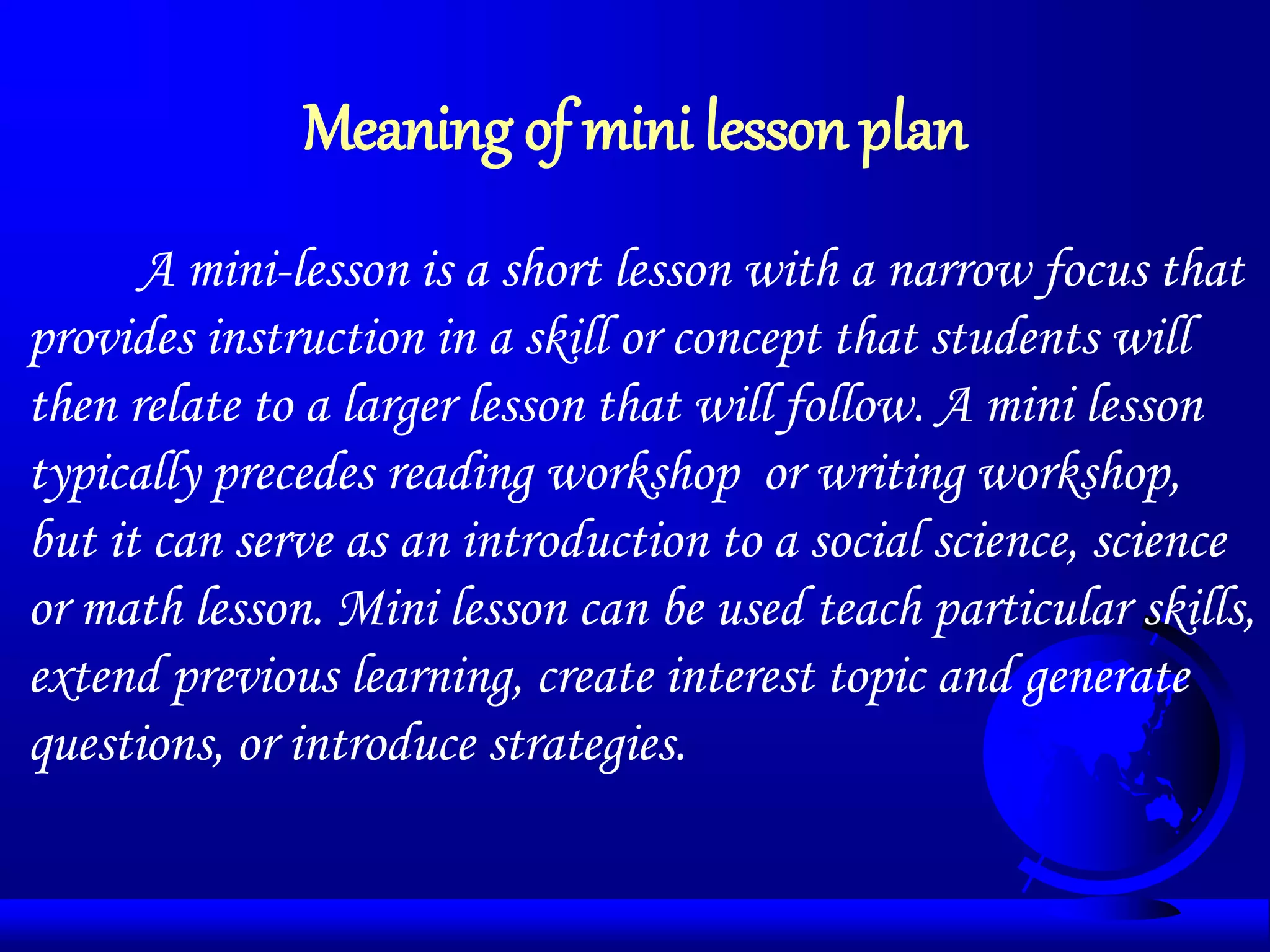 Mini lesson plan | PPTX