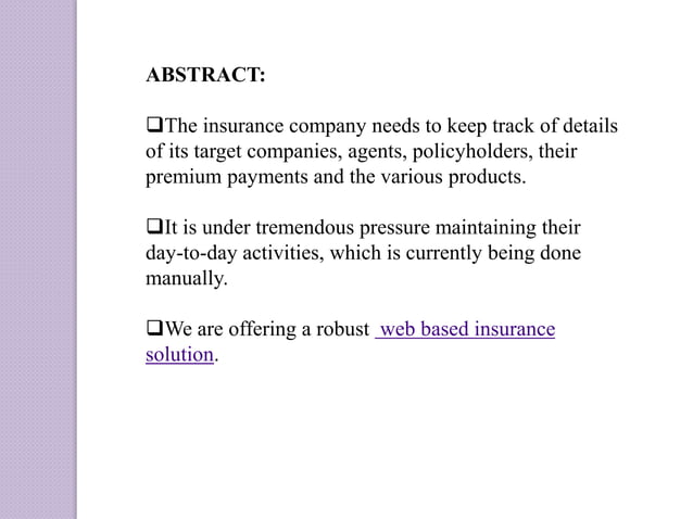 INSURANCE DATABASE MANAGEMENT SYSTEM | PPTX | Databases | Computer Software and Applications