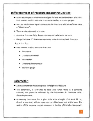 Pressure measuring Devices | DOCX