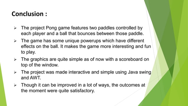 Pong Game using Java awt and swing | PPTX | Computing | Technology ...