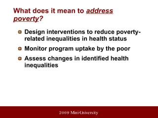Addressing Poverty-Equity in Health Program Design, Implementation and ...