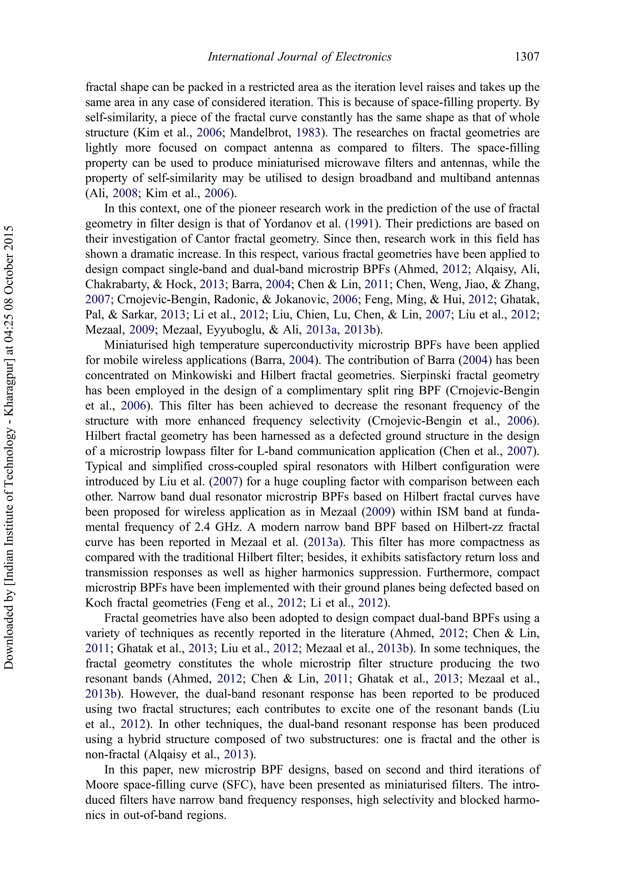 Miniaturised microstrip bandpass filters based on moore fratal geometry ...
