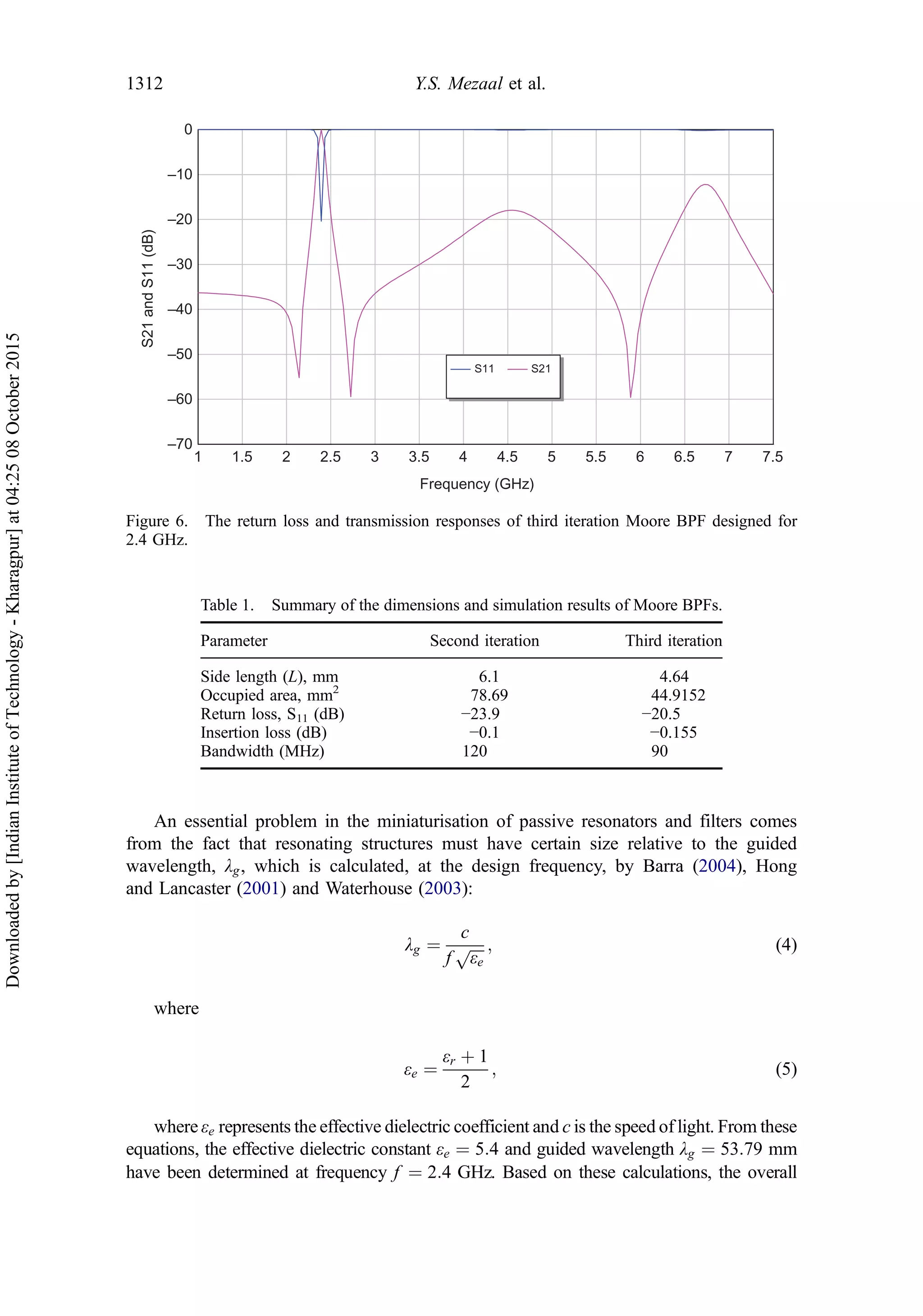 Miniaturised microstrip bandpass filters based on moore fratal geometry ...