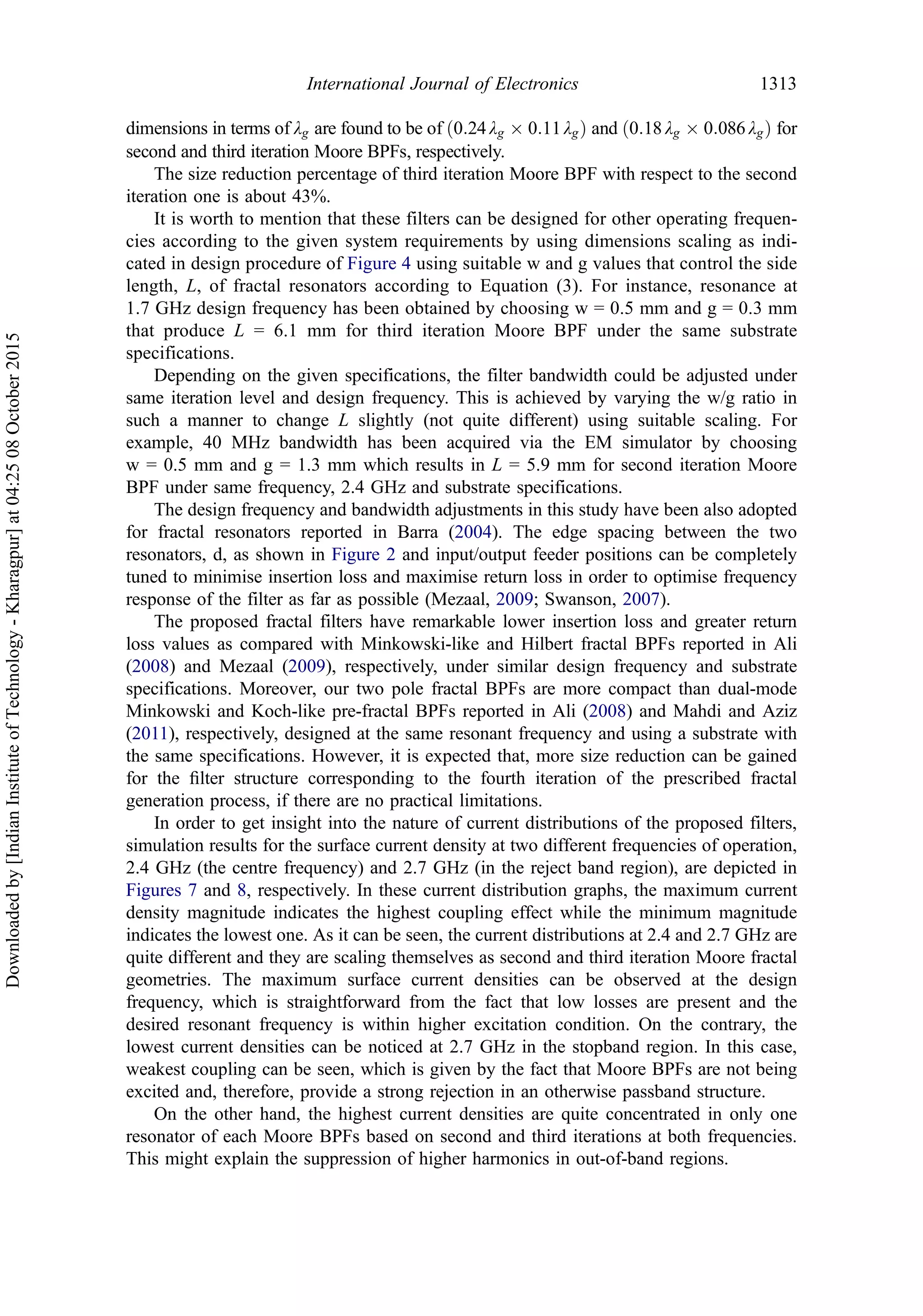 Miniaturised microstrip bandpass filters based on moore fratal geometry ...