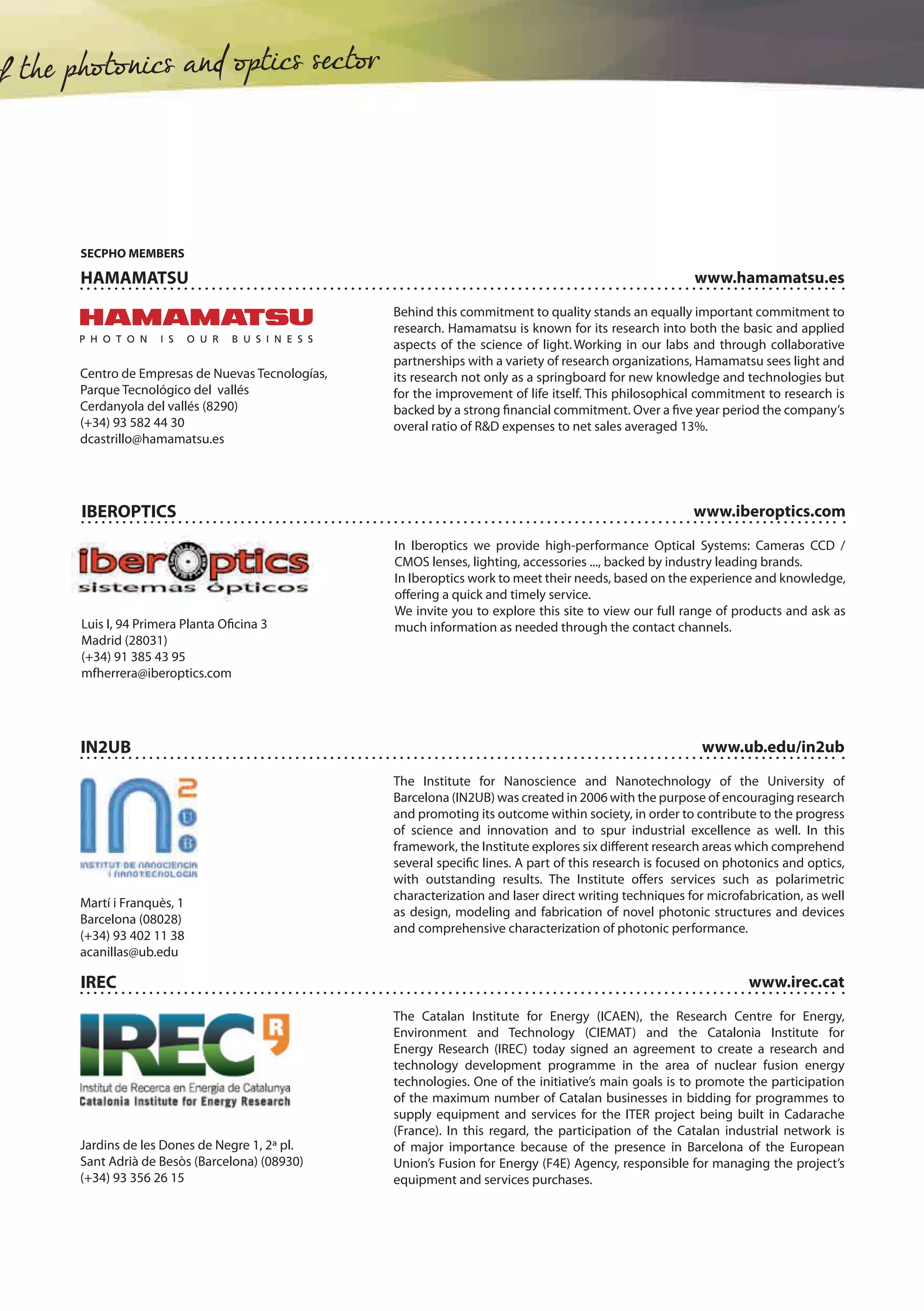 SECPhO mini catalog | PDF