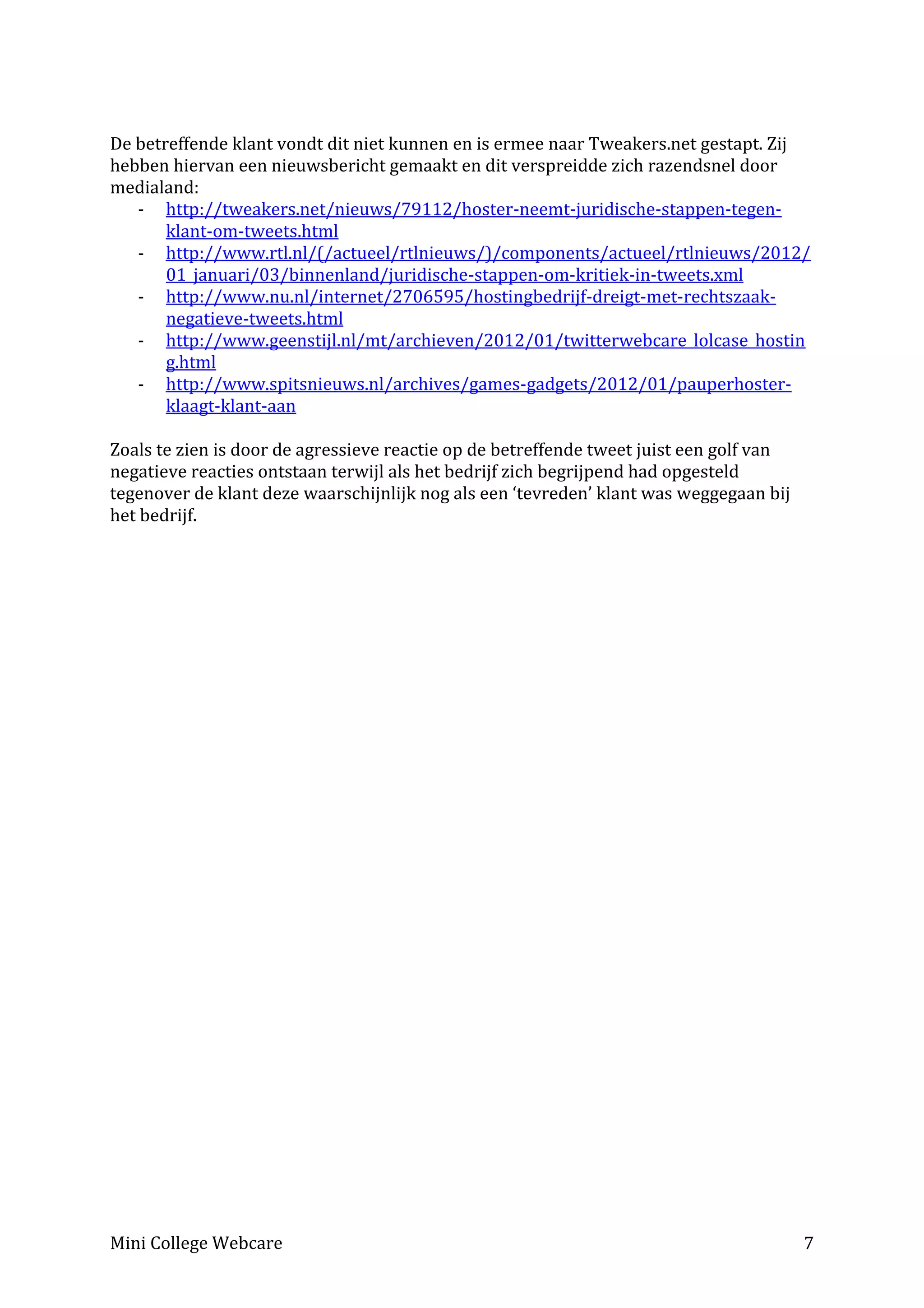 Rapport webcare | PDF