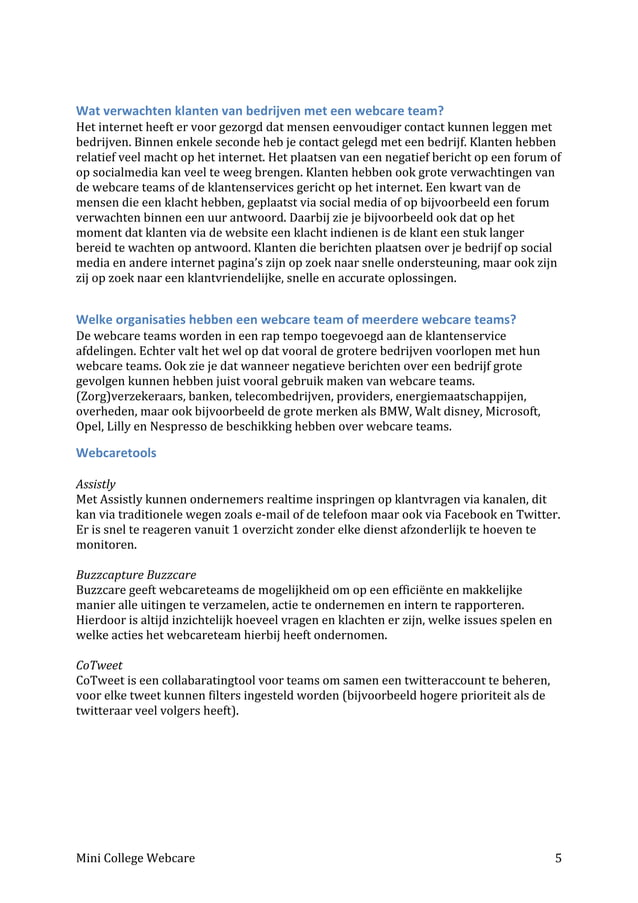 Rapport webcare | PDF