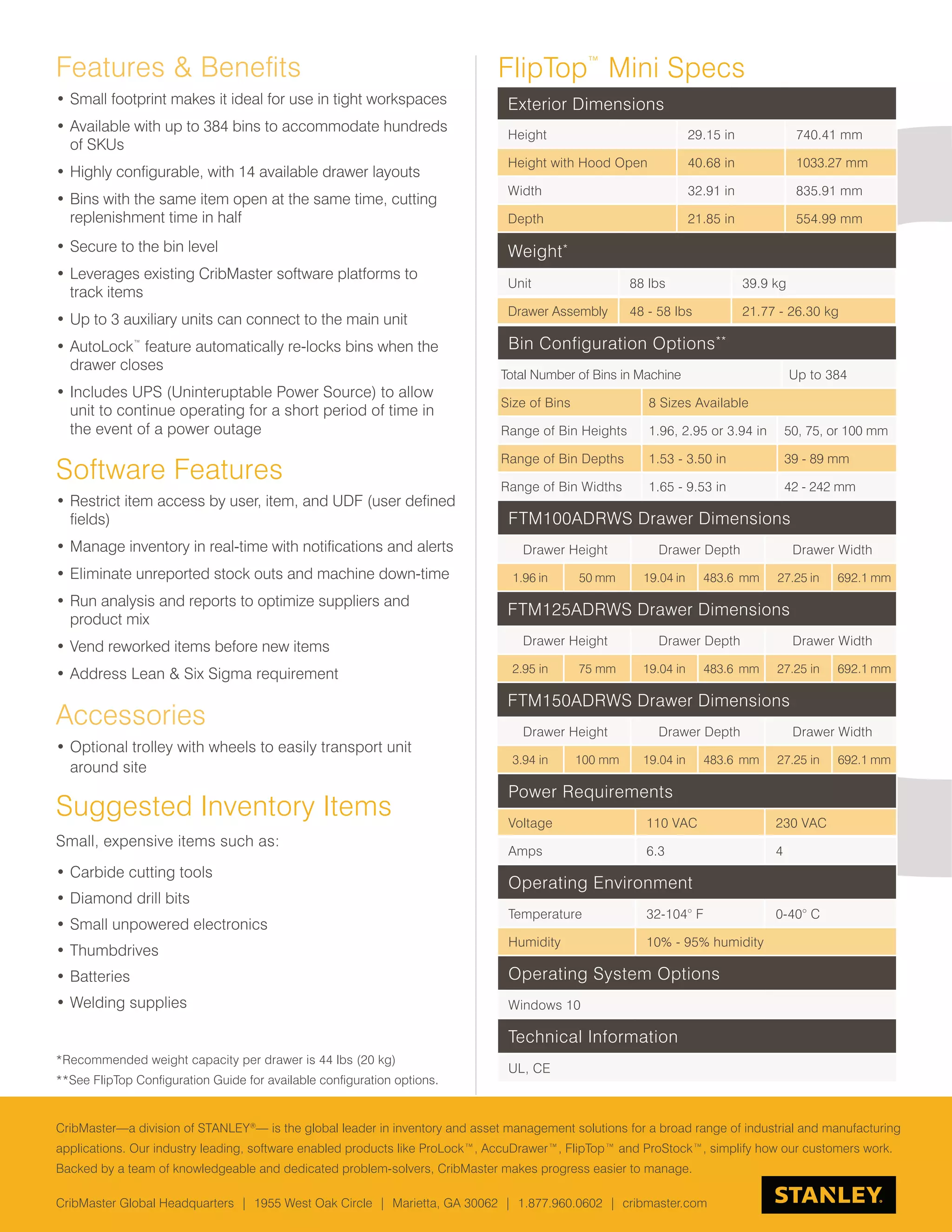 CribMaster Flip Top Mini | PDF