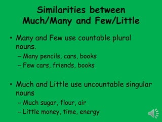 Mini grammar lesson much/many vs few/little | PPTX