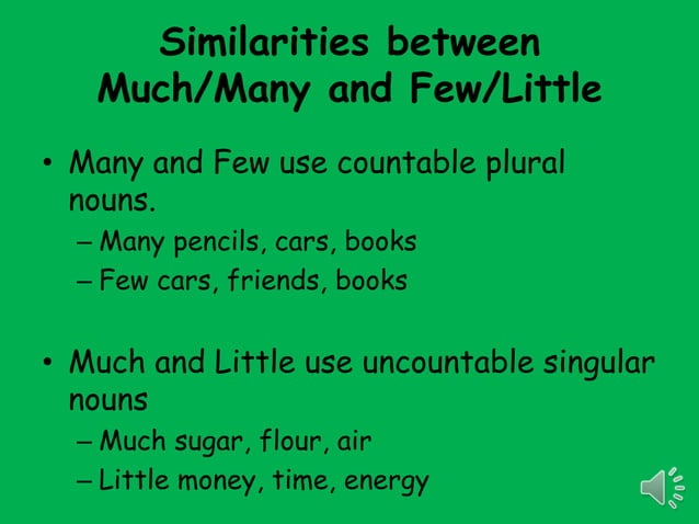 Mini grammar lesson much/many vs few/little | PPTX