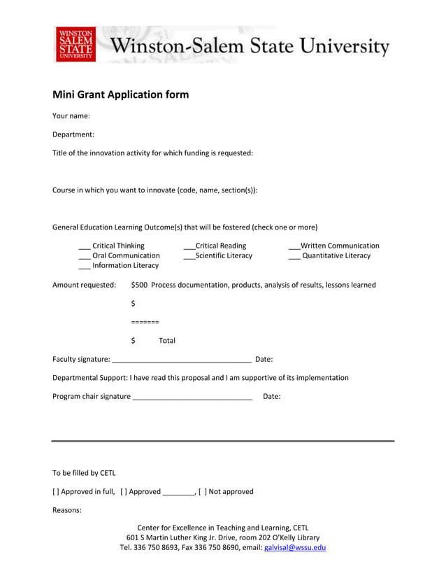 Mini grant initiative application form | DOCX | Education industry | Industries