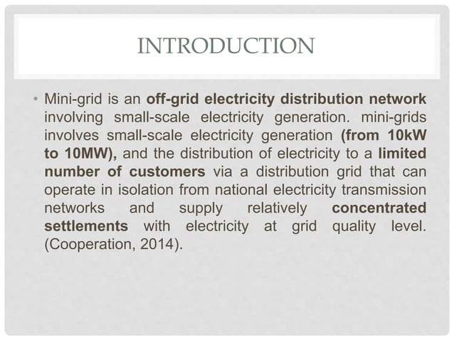 Mini grid | PPTX | Gas and Electric | Home Utilities