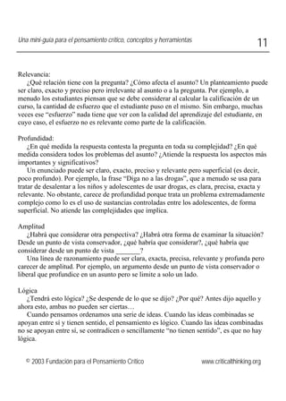Mini guía para desarrollar el Pensamiento Crítico | PDF