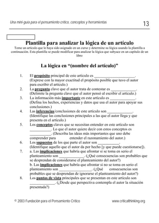 Mini guía para desarrollar el Pensamiento Crítico | PDF