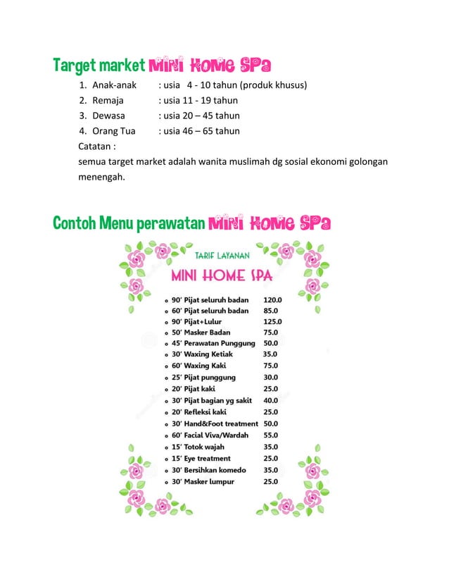 Mini home spa business planning | PDF