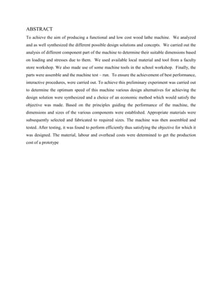 Mini lathe machine project | PDF