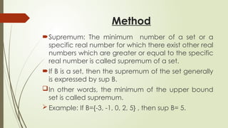 Supremum and Infimum of a set at HSC Level.PPTX