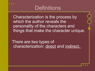 Mini lesson characterization | PPT